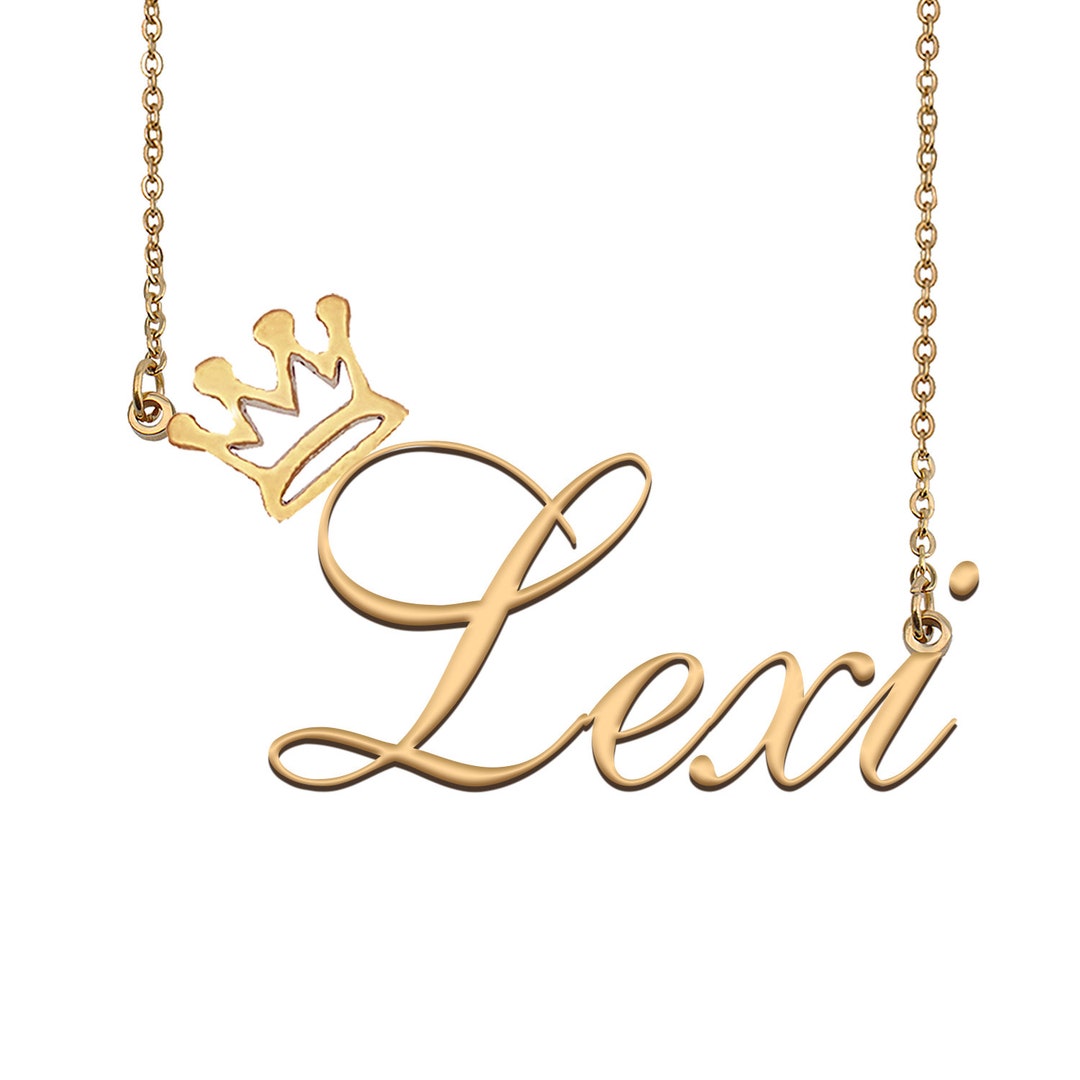 Lexi Name Necklace With Crown, Name Necklace Gold, Custom Name Necklace ...