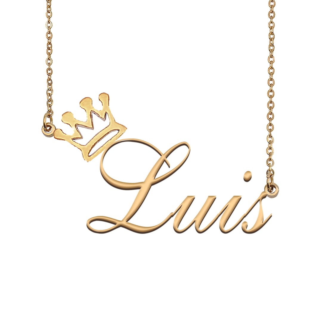 Luis Name Necklace With Crown Name Necklace Gold Custom Name - Etsy