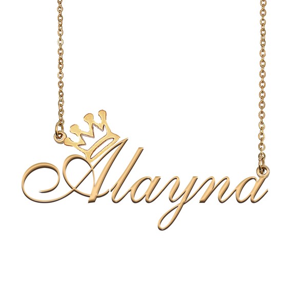 Alayna Name Necklace With Crown Name Necklace Gold Custom | Etsy