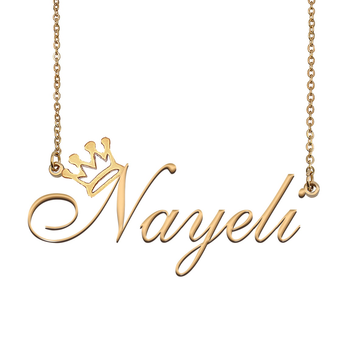 Nayeli Name Necklace With Crown Name Necklace Gold Custom - Etsy