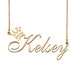 Kelsey Name Necklace With Crown, Name Necklace Gold, Custom Name ...