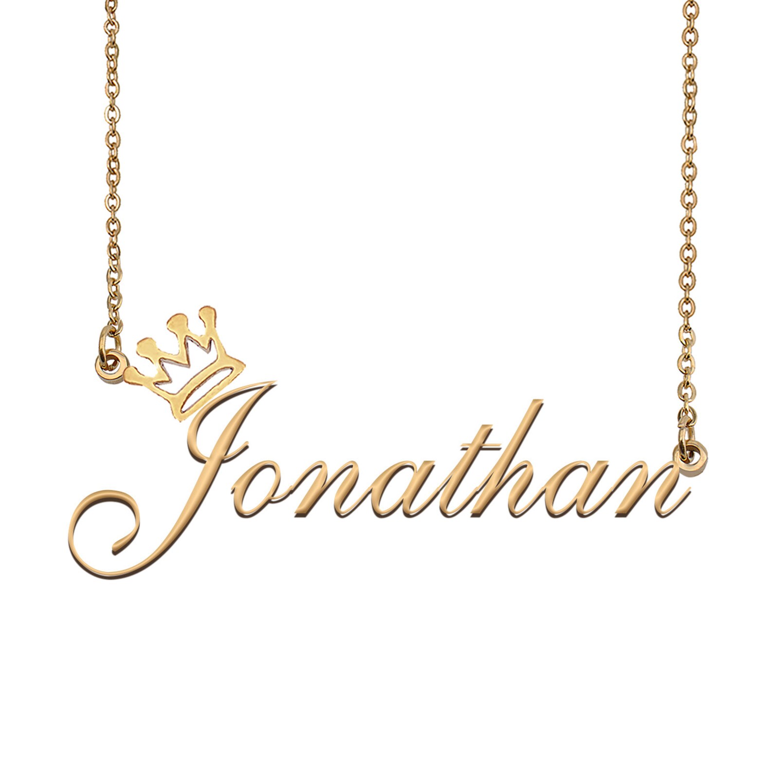 Jonathan Name Necklace With Crown Name Necklace Gold Custom - Etsy