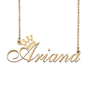 Ariana Name Necklace With Crown, Name Necklace Gold, Custom Name ...