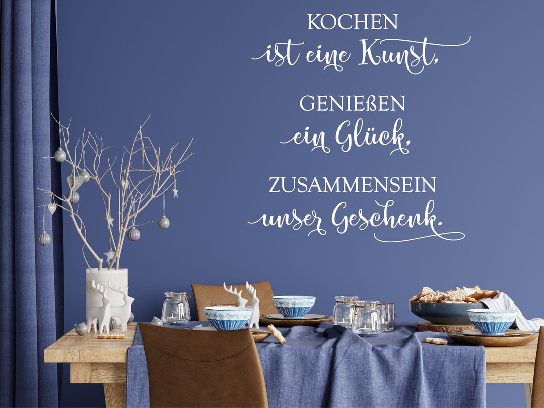 Kochen und Genießen - Spruch Wandaufkleber Wandtattoo Wandsticker ...