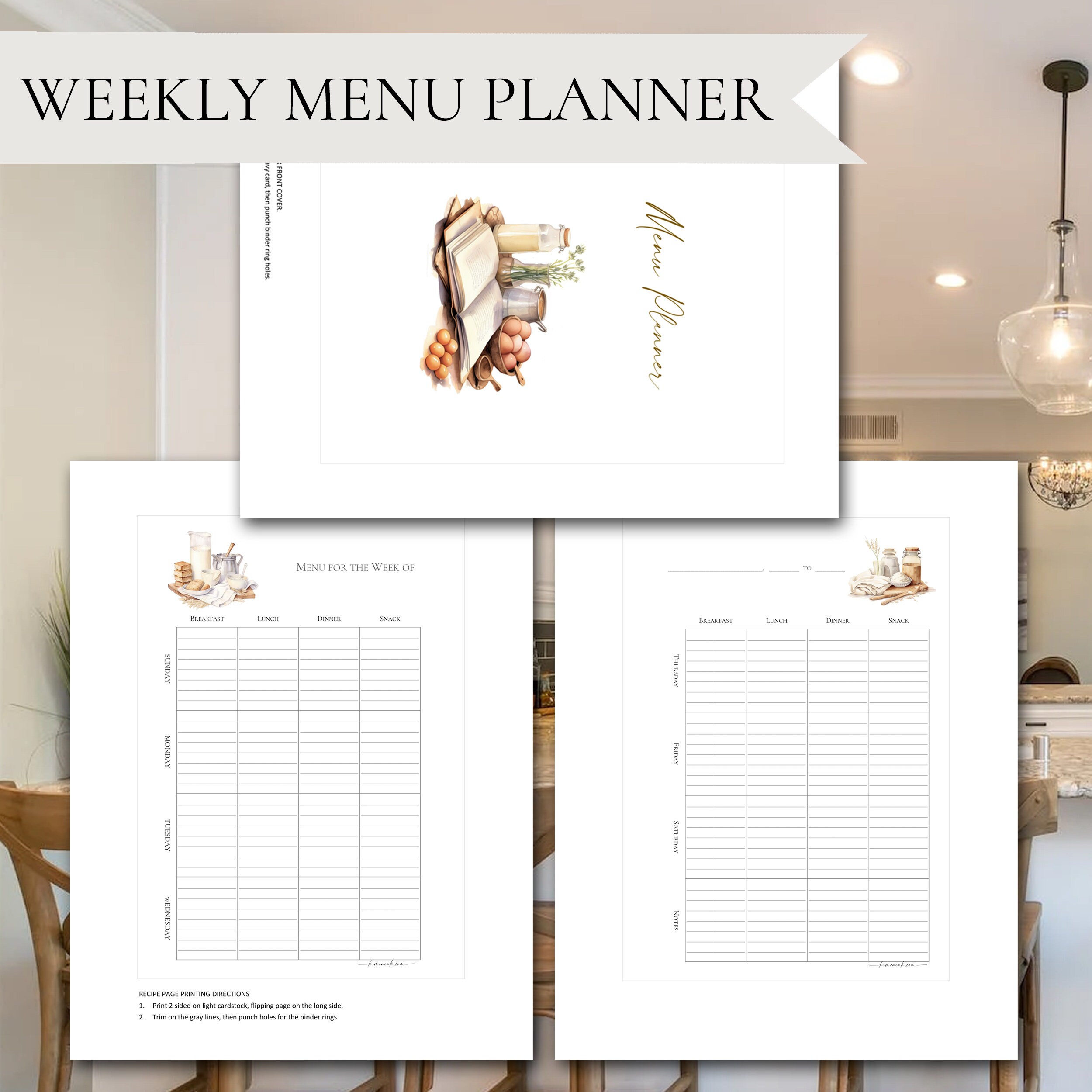 Vintage Printable DIY Recipe Album Family Cook Book, Menu, Kitchen ...