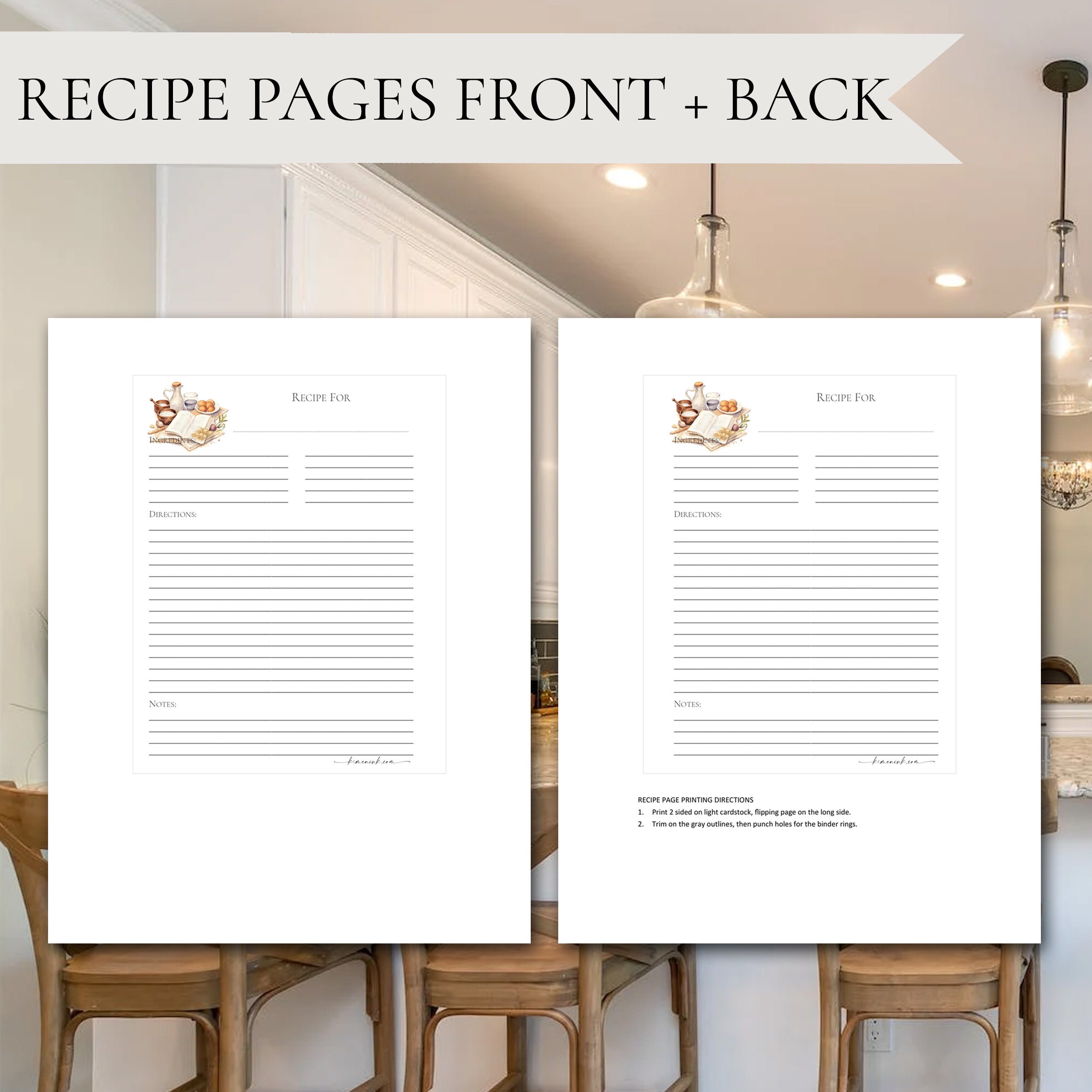 Vintage Printable DIY Recipe Album Family Cook Book, Menu, Kitchen ...