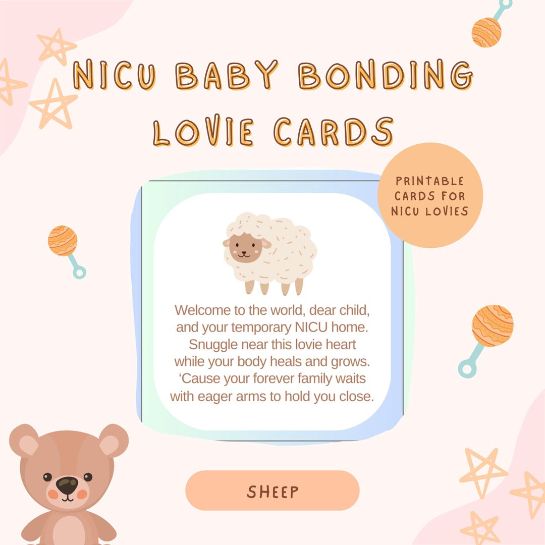 NICU Bonding Lovie Heart Poem Cards | Fluffy Sheep Art Printable ...