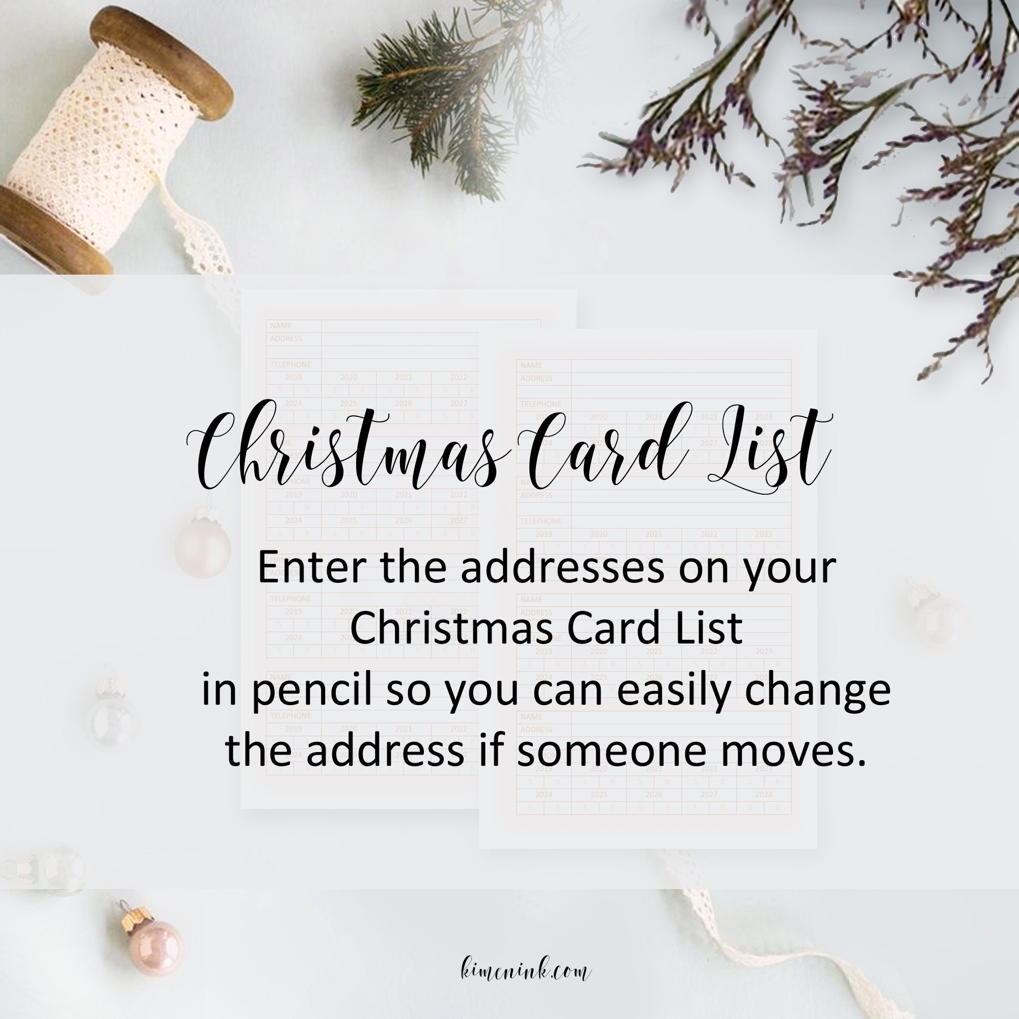 Digital Download Snowy Woods Christmas Address Book Record Keeper, 10 ...