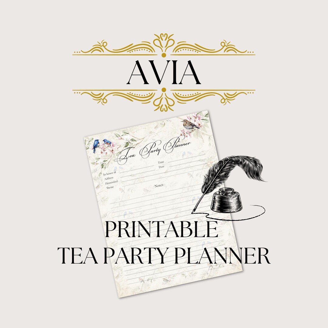 Avia Tea Party Planner Printable | Sweet Birds and Blossoms 5 Page Set ...