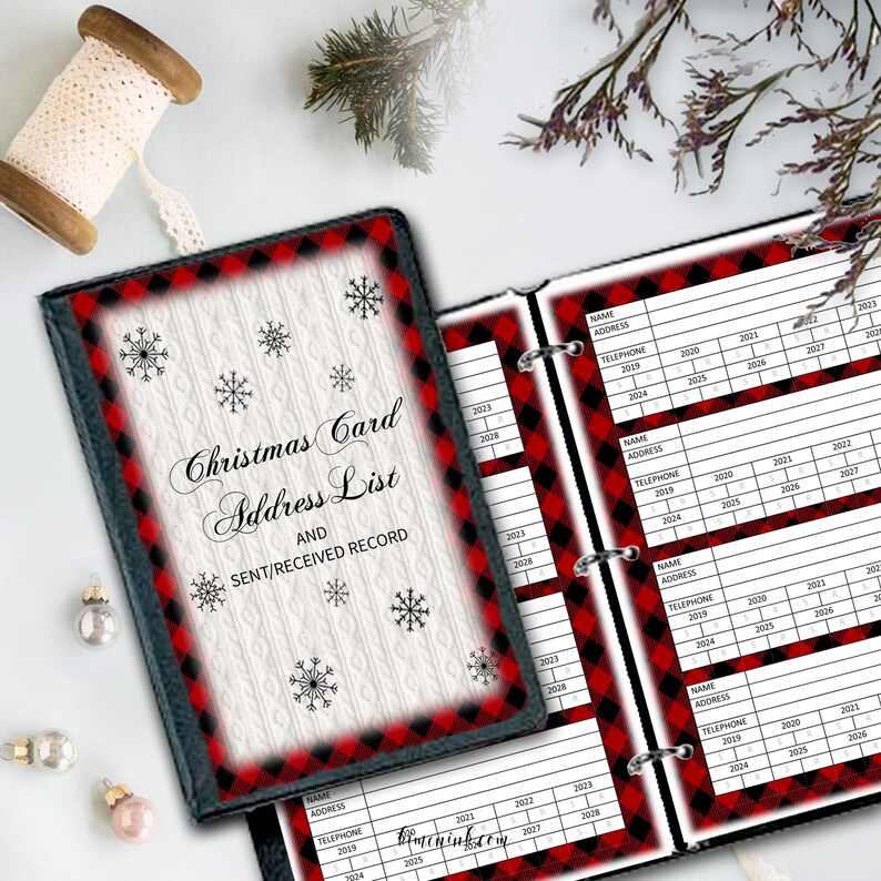 buffalo-check-christmas-card-address-list-record-keeper-red-etsy