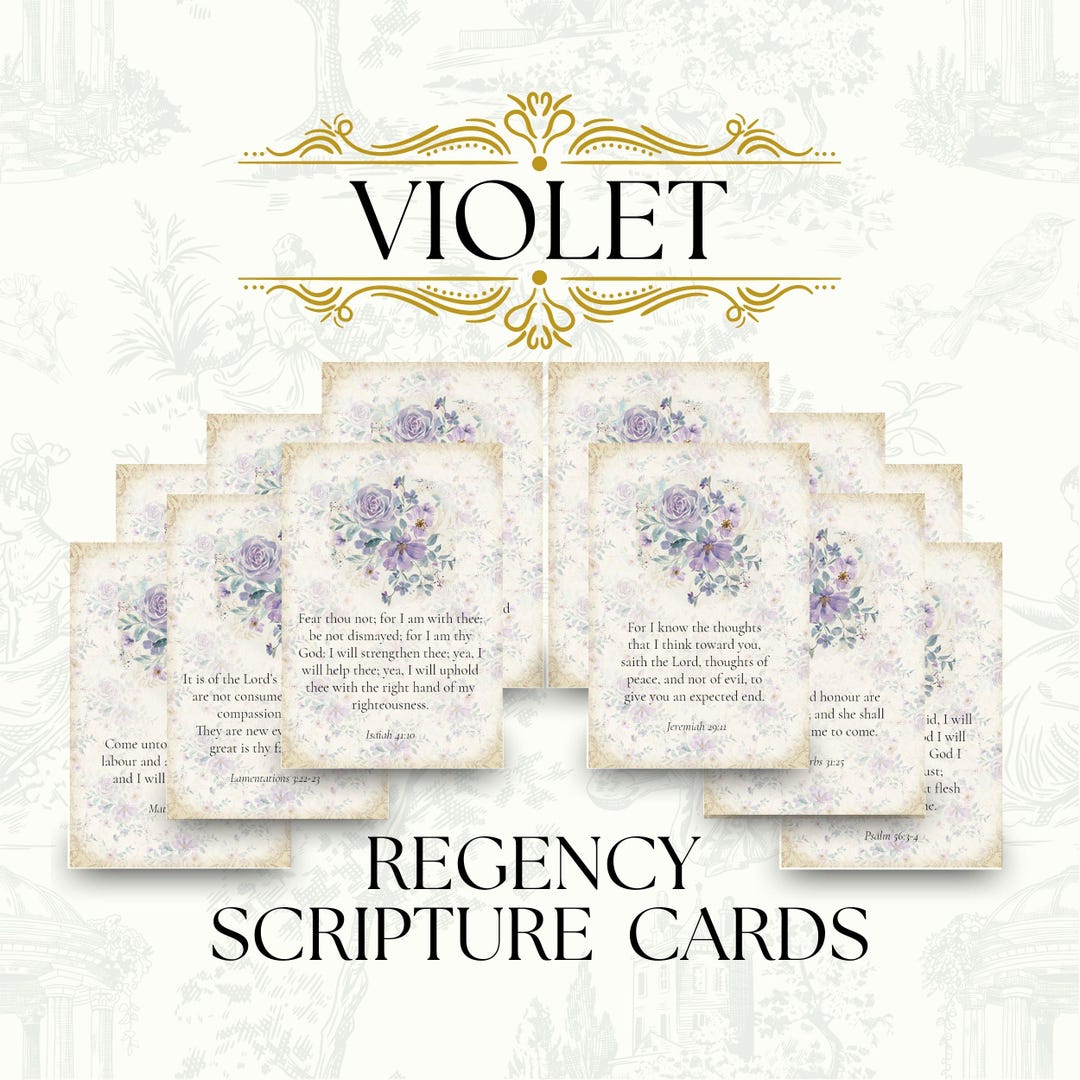 Violet Regency Style Printable Scripture Card Set | Vintage Lavender ...