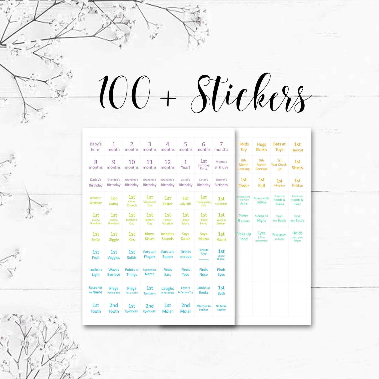 Llama Calendar Baby's First Year, Landmarks Stickers, Cute Baby ...