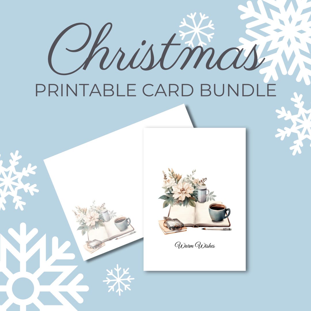 Printable Christmas Card Bundle Watercolor Journal and Java Accent ...