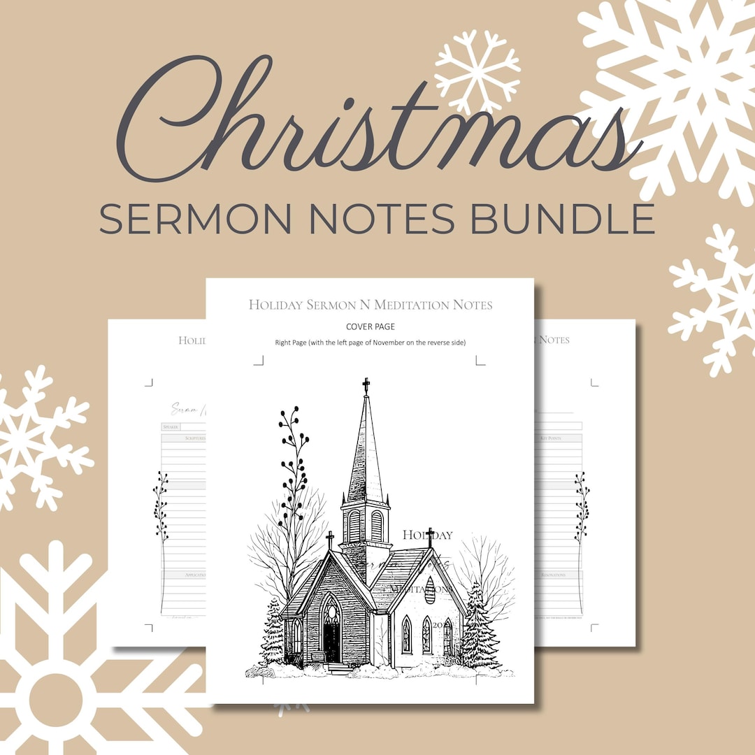Printable Holiday Sermon Notes Bundle Holly Stem Christian Planner Mini ...