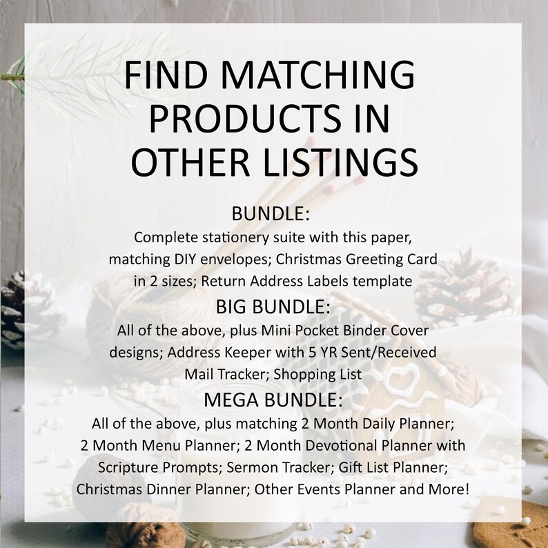 Printable Christmas Menus and Holiday Baking Planner Bundle Rustic ...