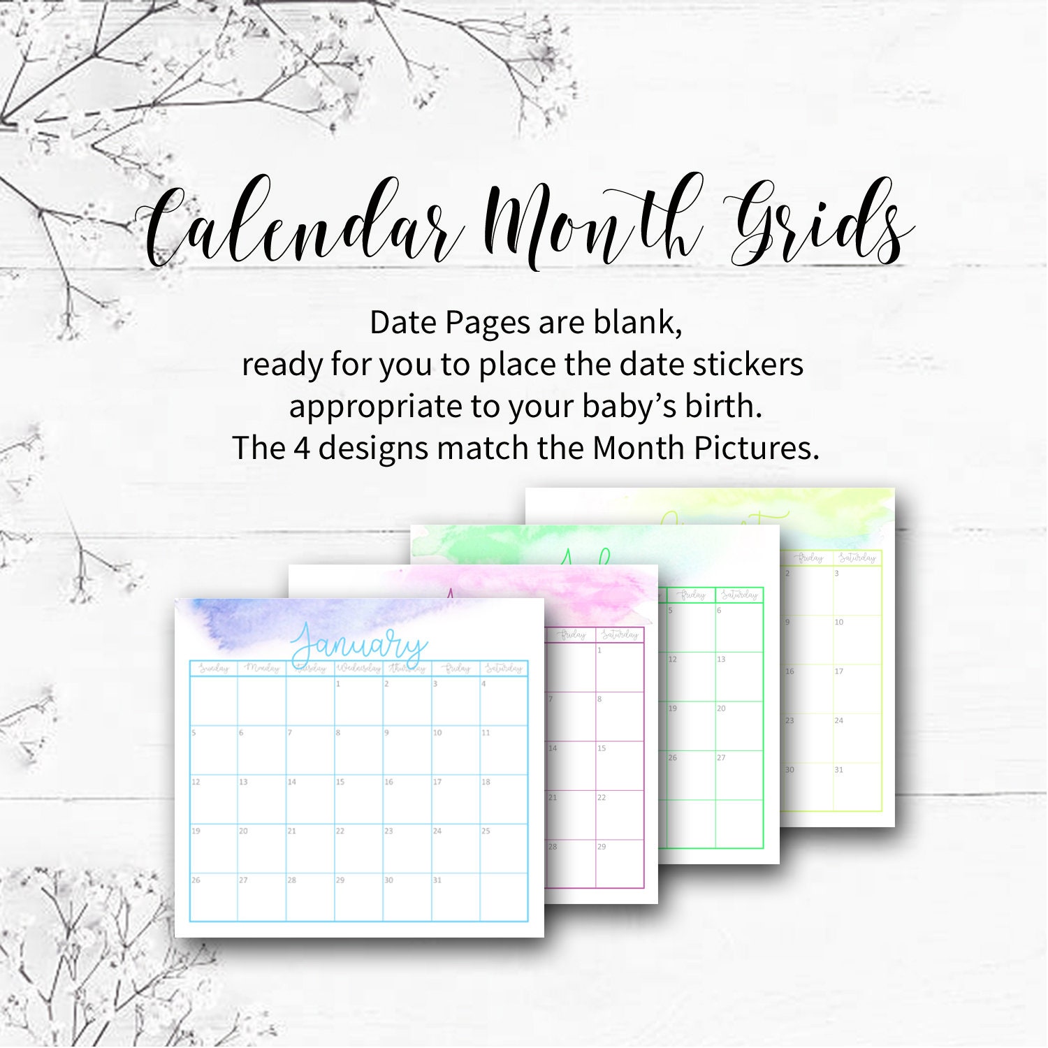 Llama Calendar Baby's First Year, Landmarks Stickers, Cute Baby ...