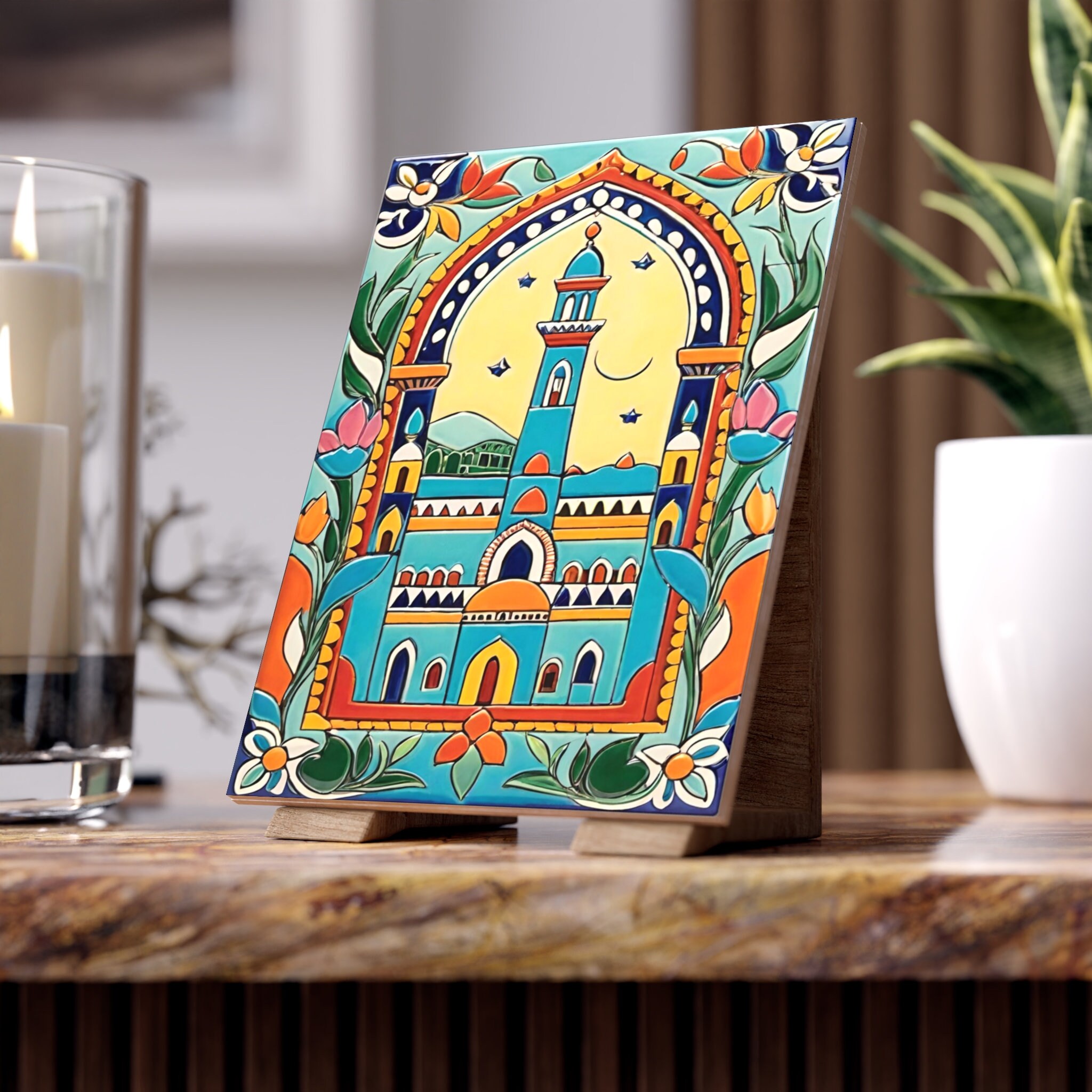 FREE PALESTINE Palestine Art Inspired Floral Colorful Mosque Ceramic ...