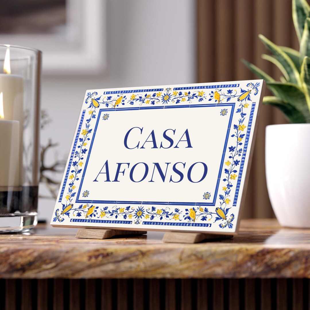 Azulejo Birds & Flowers Bordered Family Name Sign 5, Personalized ...