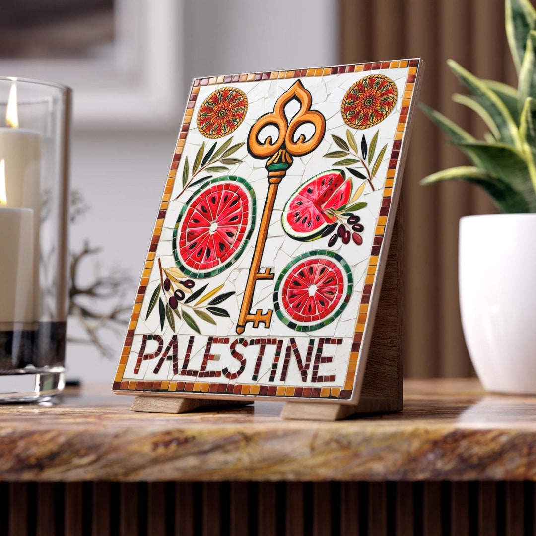 FREE PALESTINE, Palestine Key Watermelon Olive Mosaic Print Backsplash ...