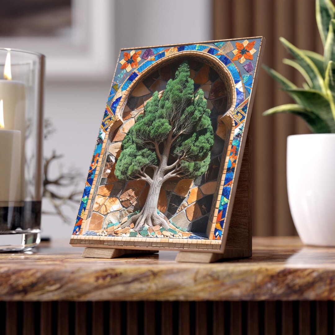 FREE PALESTINE, Cypress Tree Frame Mosaic Art Flat Print Backsplash 5 ...