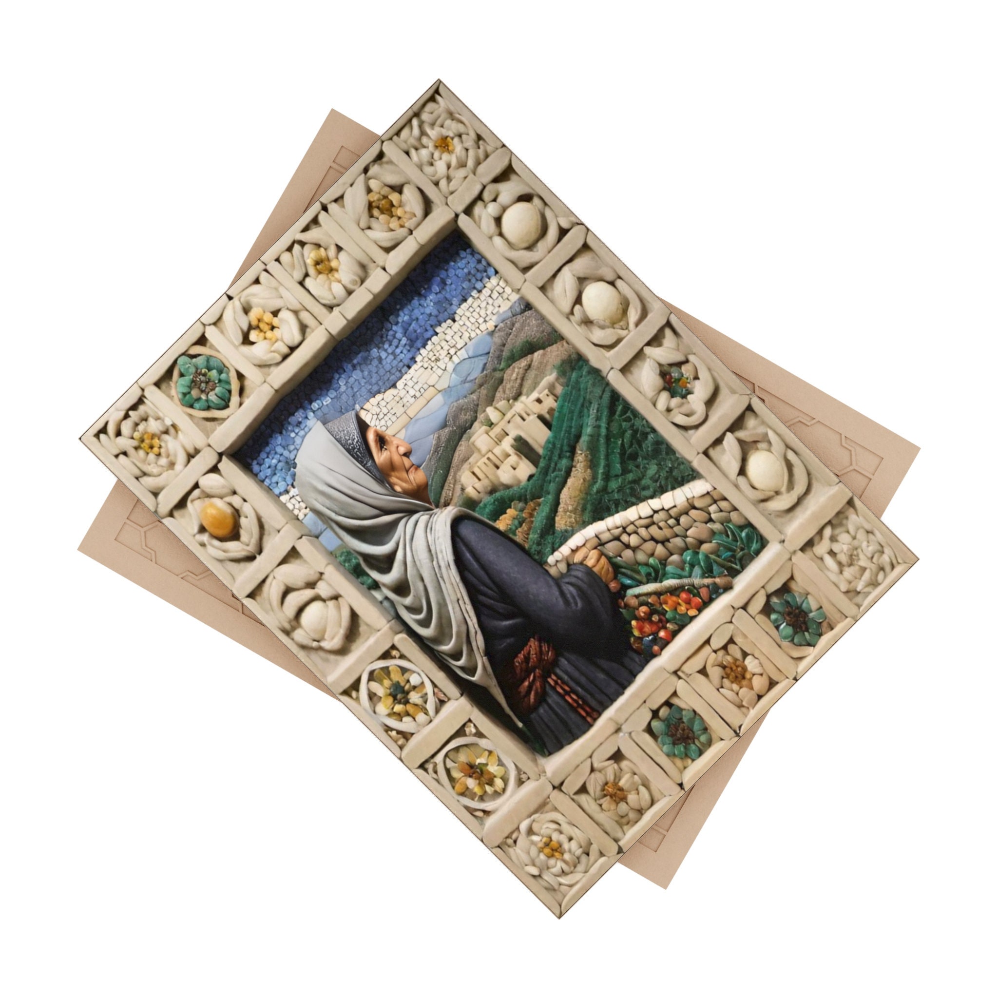 FREE PALESTINE Palestinian Woman Mount of Olives Stone Frame Mosaic Art ...