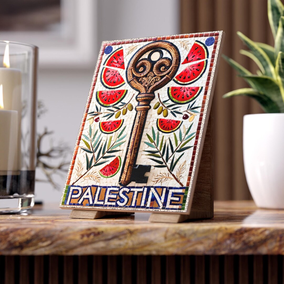 FREE PALESTINE, Palestine Key Watermelon Olive Mosaic Print Backsplash ...