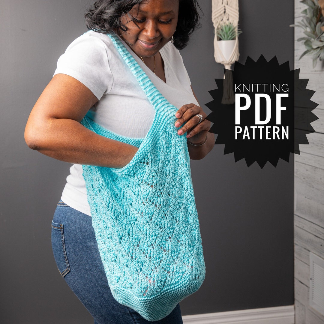 KNIT BAG PATTERN, Market Bag Knitting Pattern, Easy Lace Bag Pattern ...