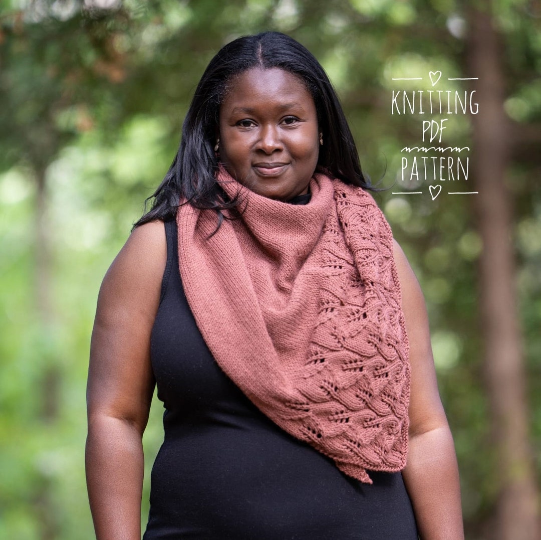 SHAWL KNIT PATTERN, Fall Leaves Knitting Pattern, Easy Shawl Pattern, Knit Shawl Pattern ...