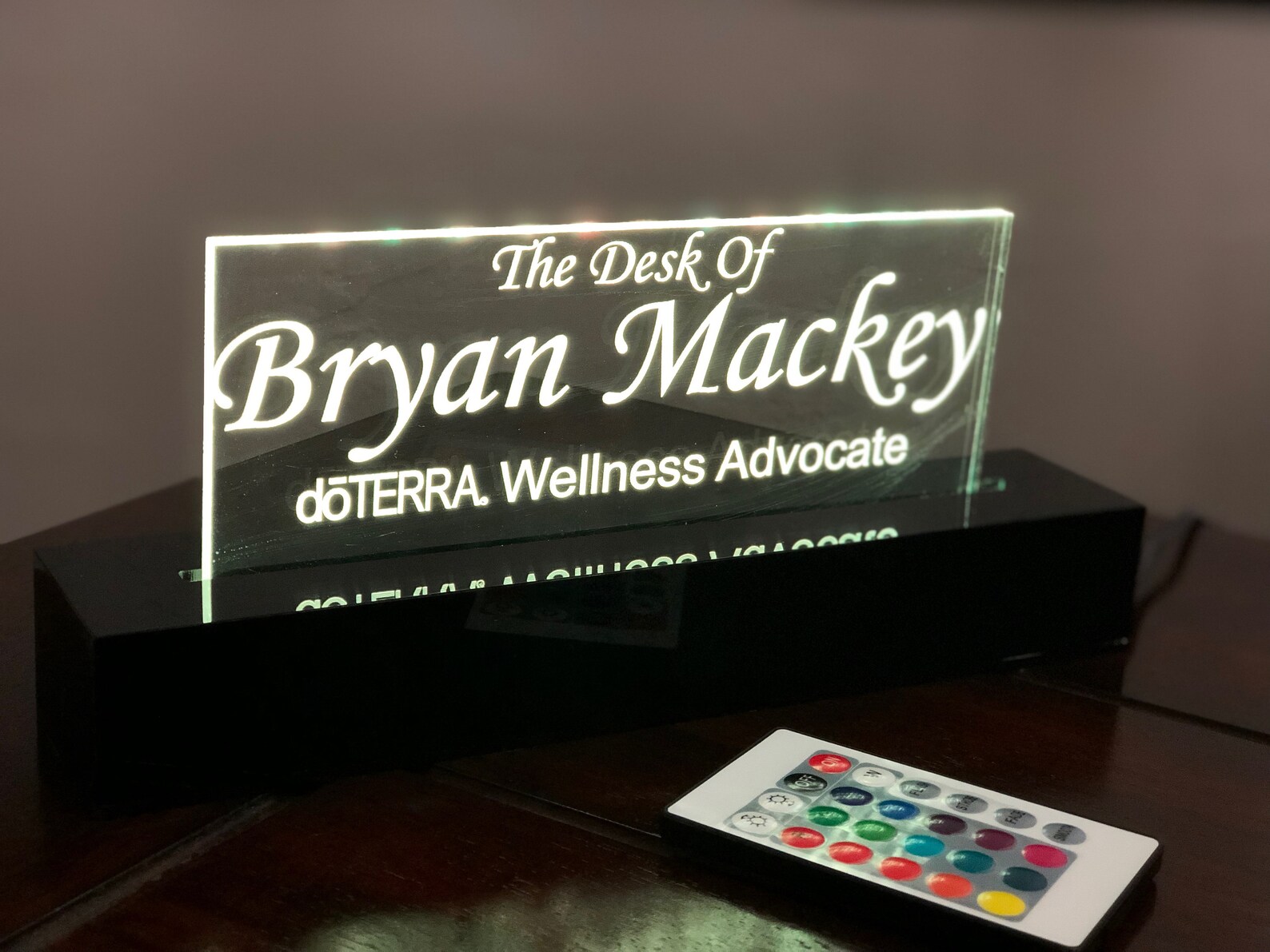 The Edge Lit LED Desk Nameplate | Etsy