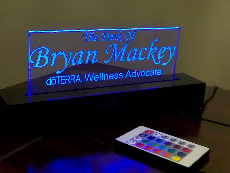 The Edge Lit LED Desk Nameplate - Etsy