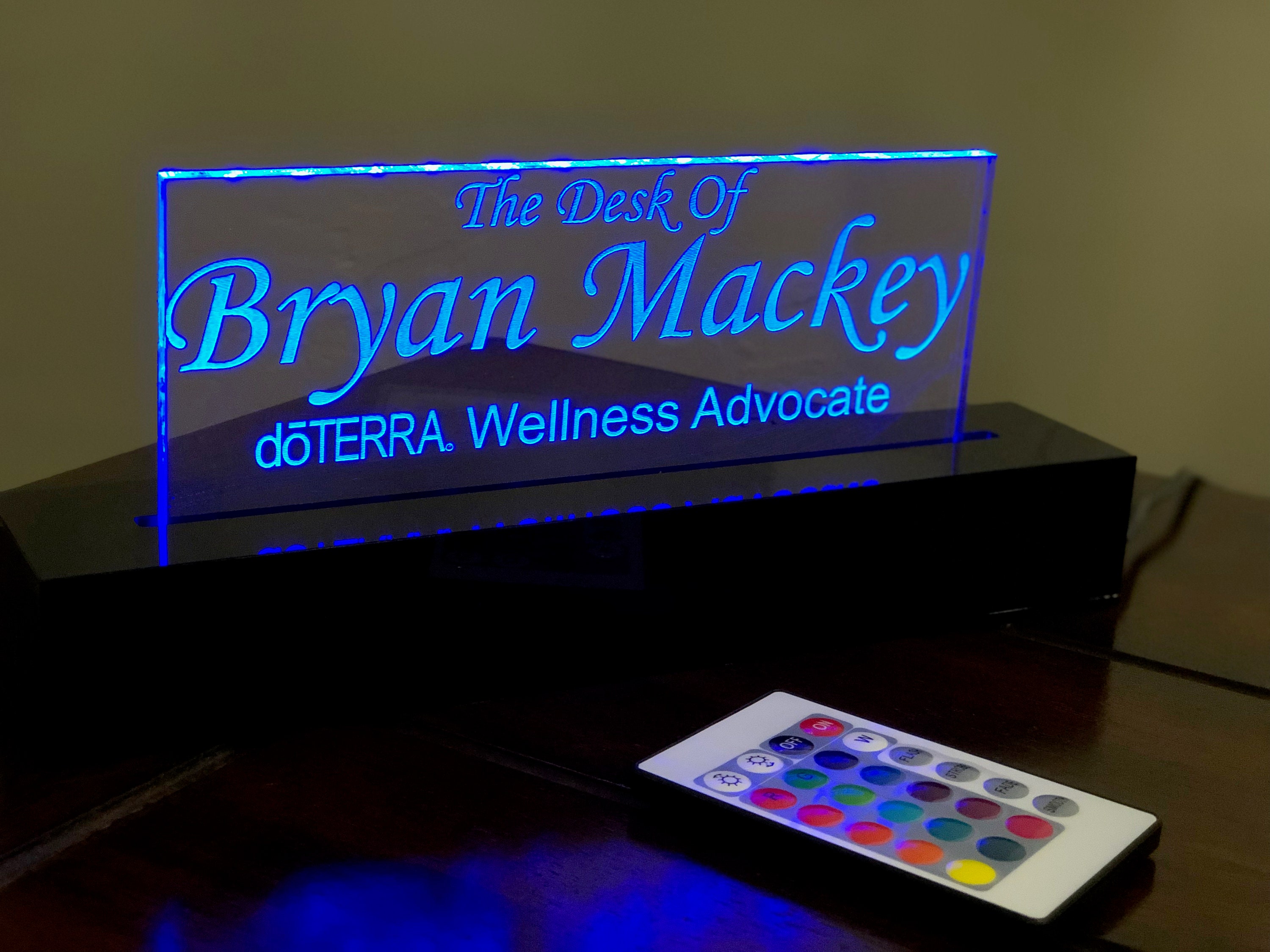 The Edge Lit LED Desk Nameplate - Etsy