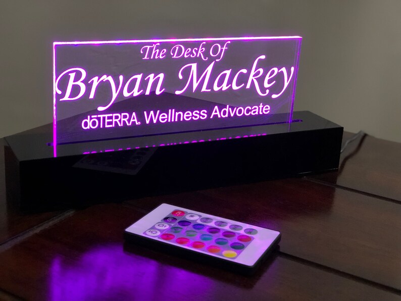 The Edge Lit LED Desk Nameplate - Etsy
