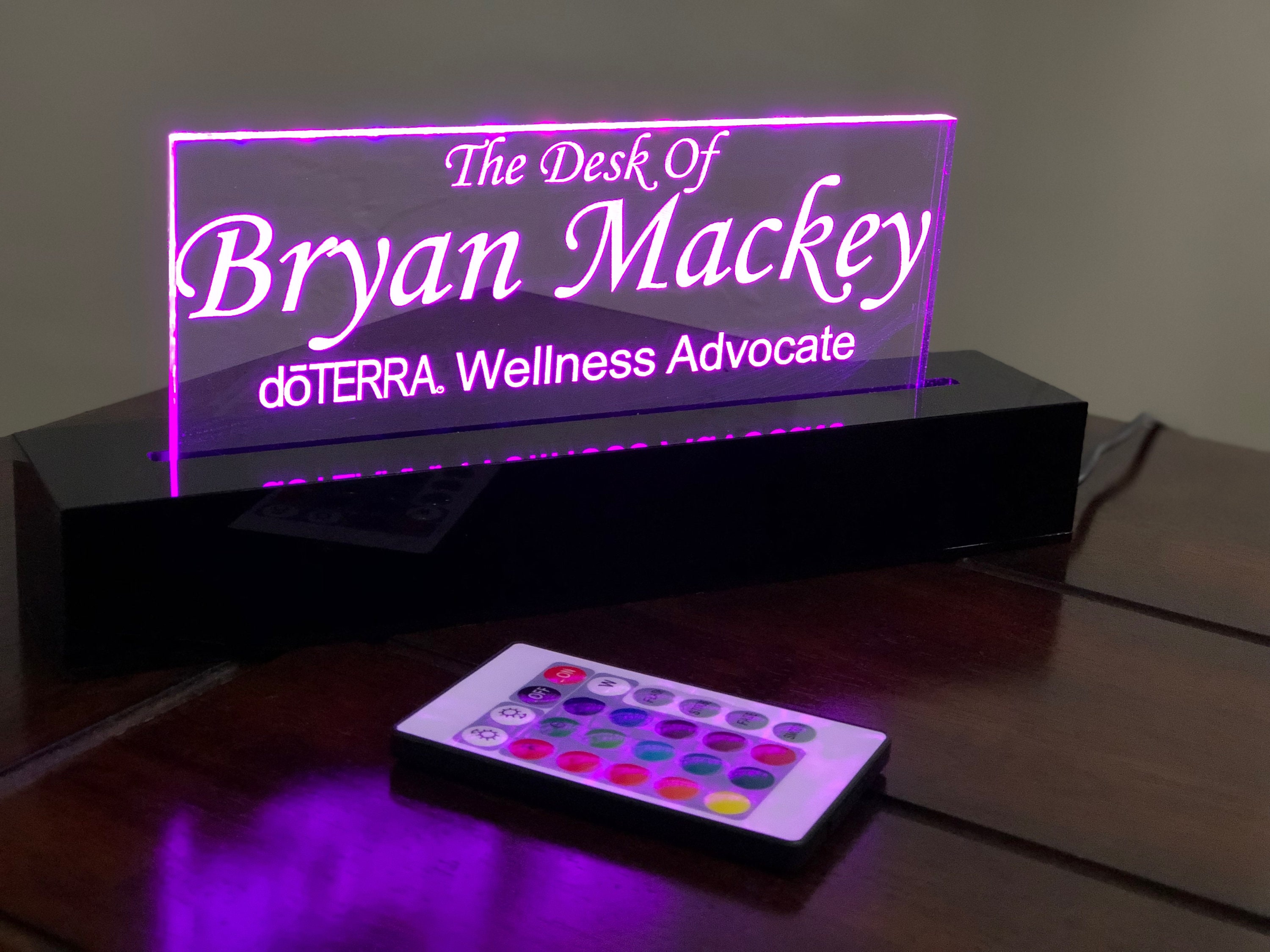 The Edge Lit LED Desk Nameplate - Etsy