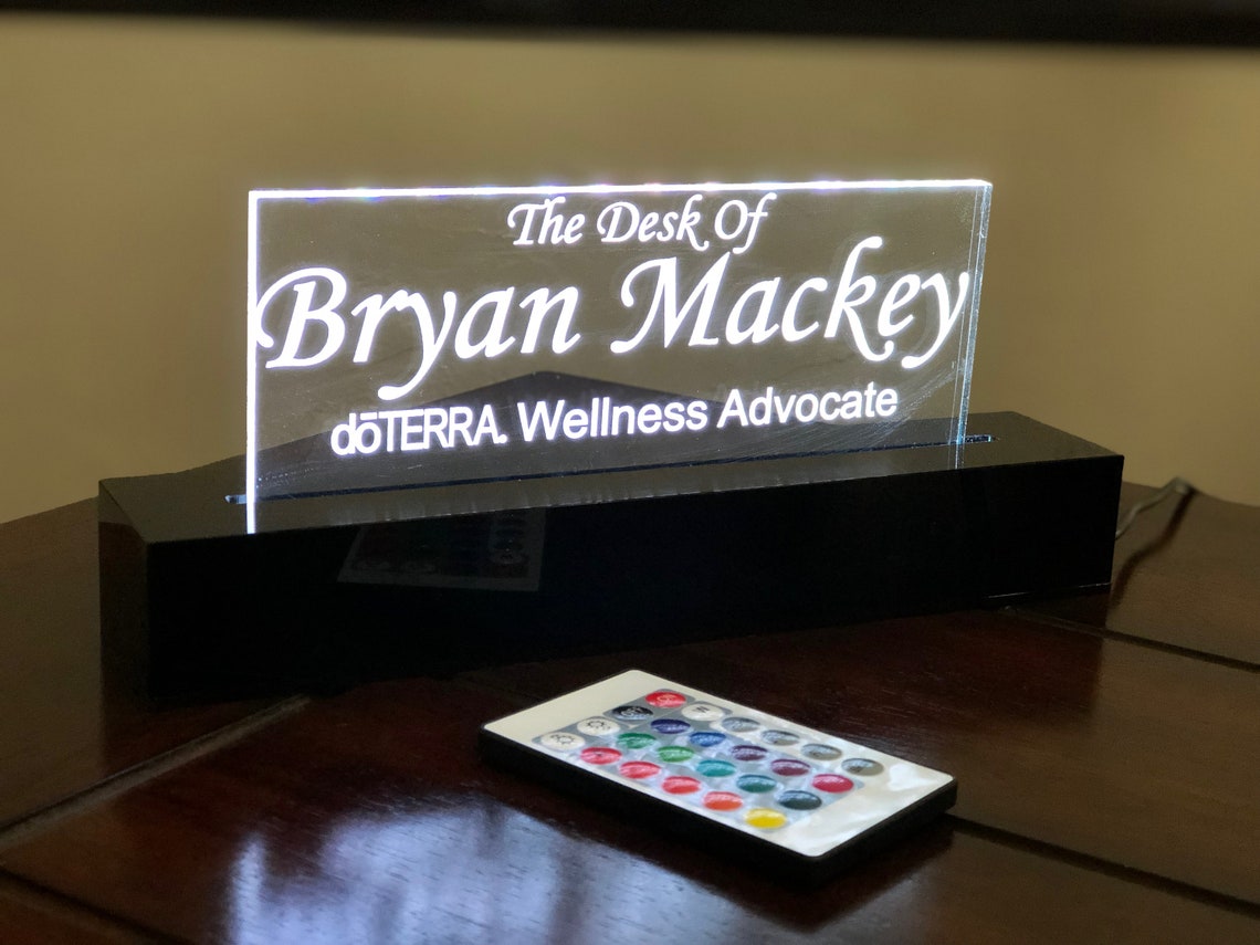 The Edge Lit LED Desk Nameplate - Etsy