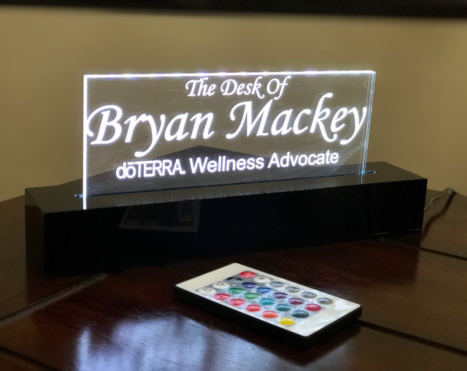 The Edge Lit LED Desk Nameplate - Etsy