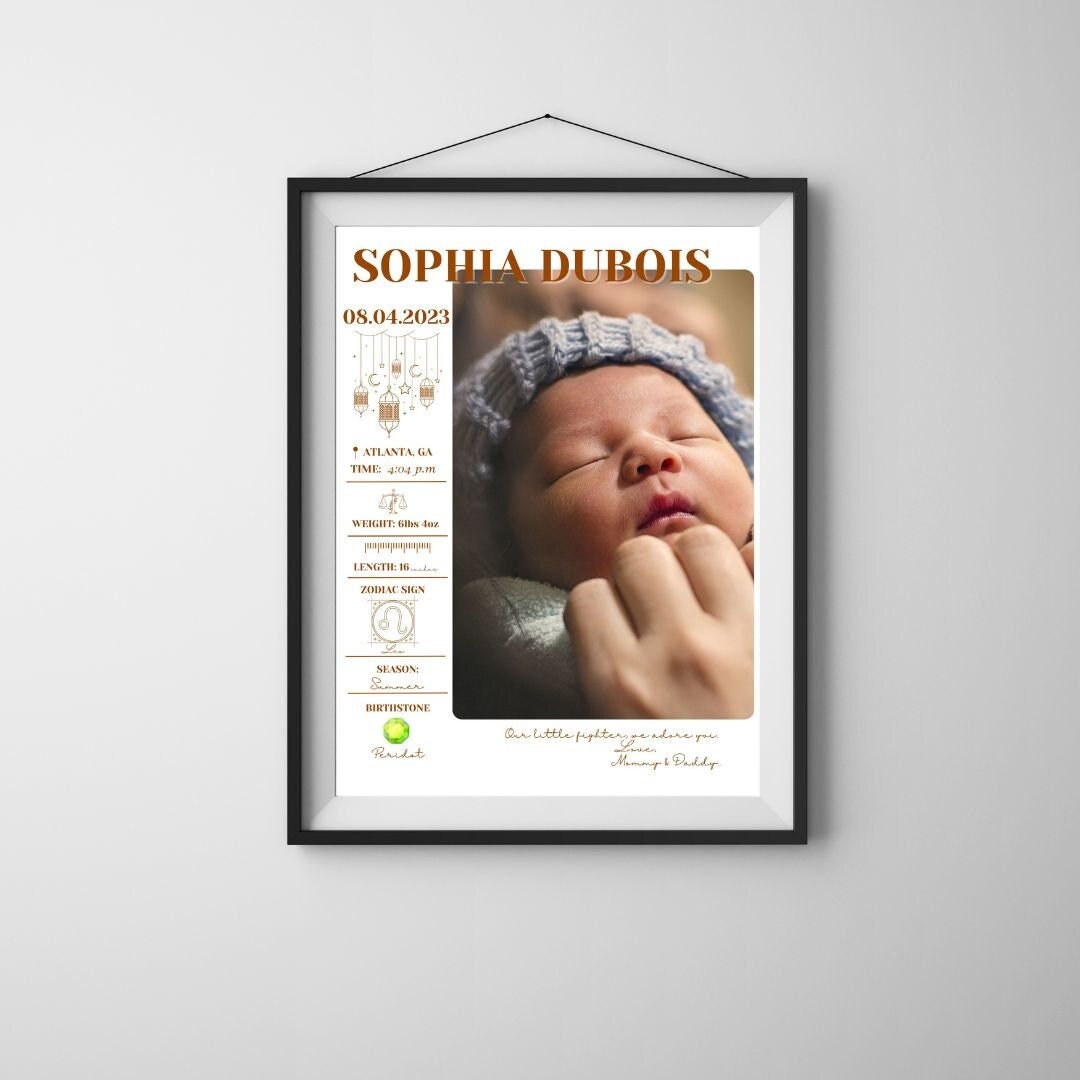 Editable Newborn Birth Stat Template Customizable Birth - Etsy