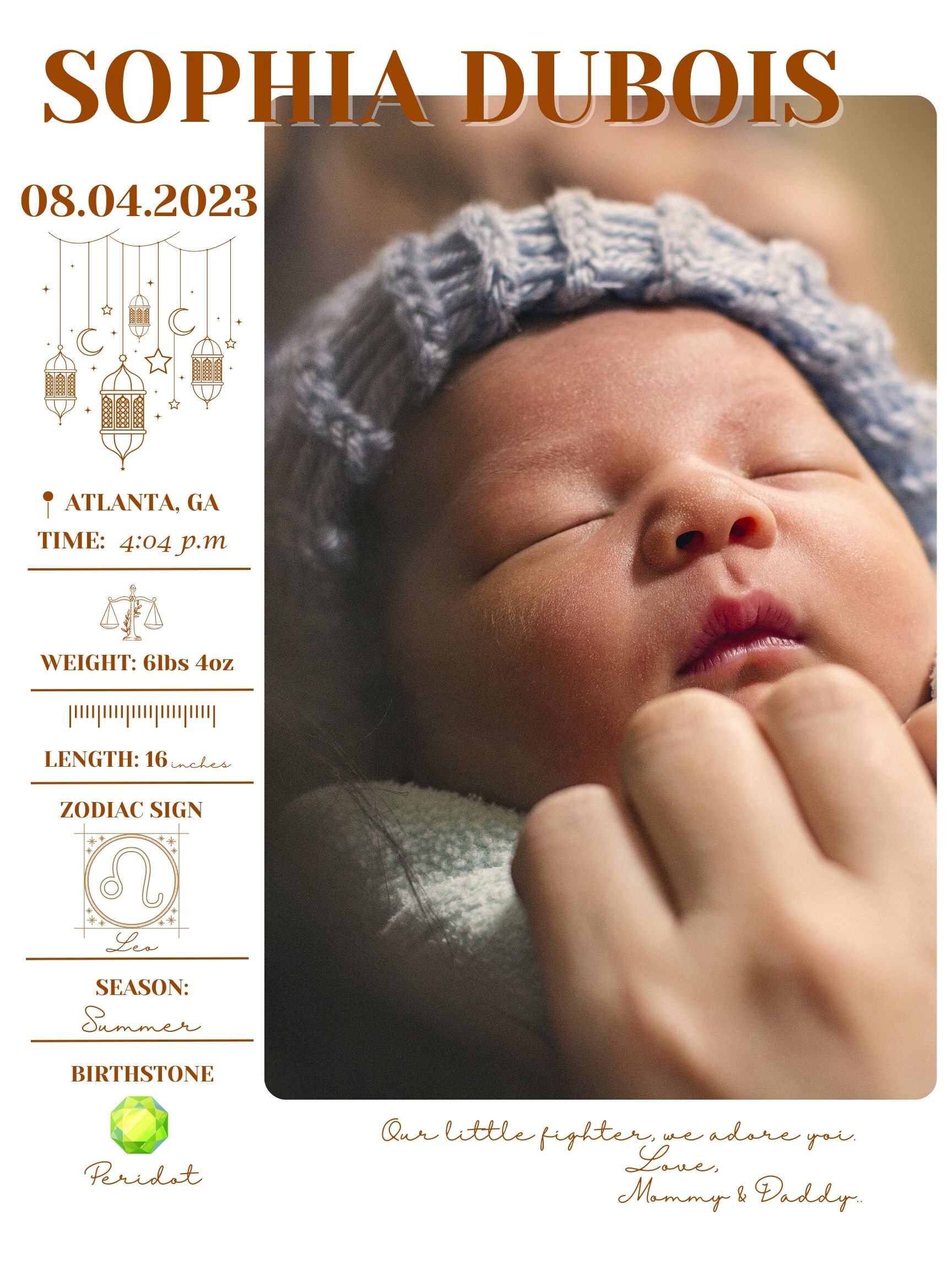 Editable Newborn Birth Stat Template Customizable Birth - Etsy