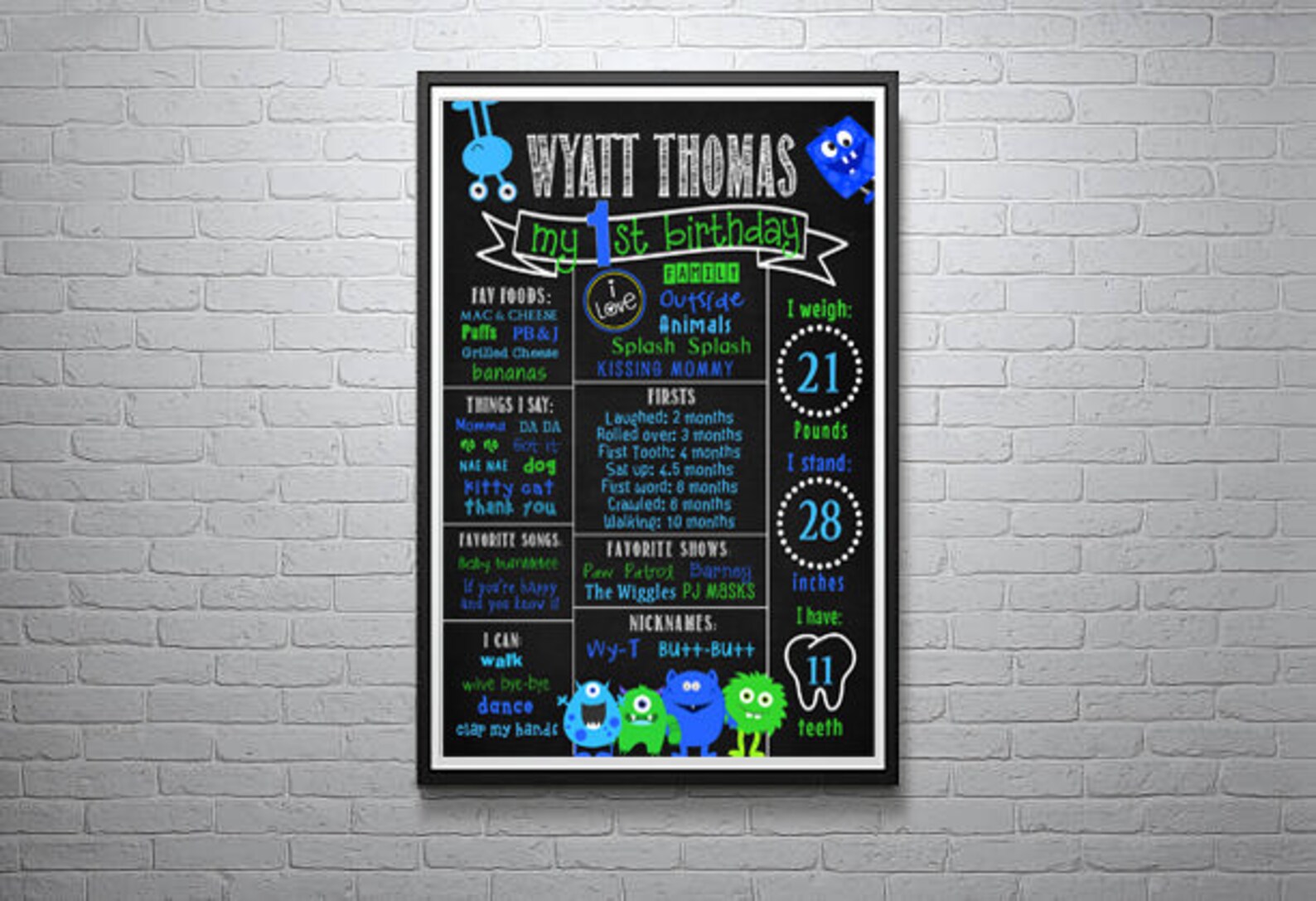 Monster Birthday Poster Boy Monster Birthday Banner Birthday - Etsy