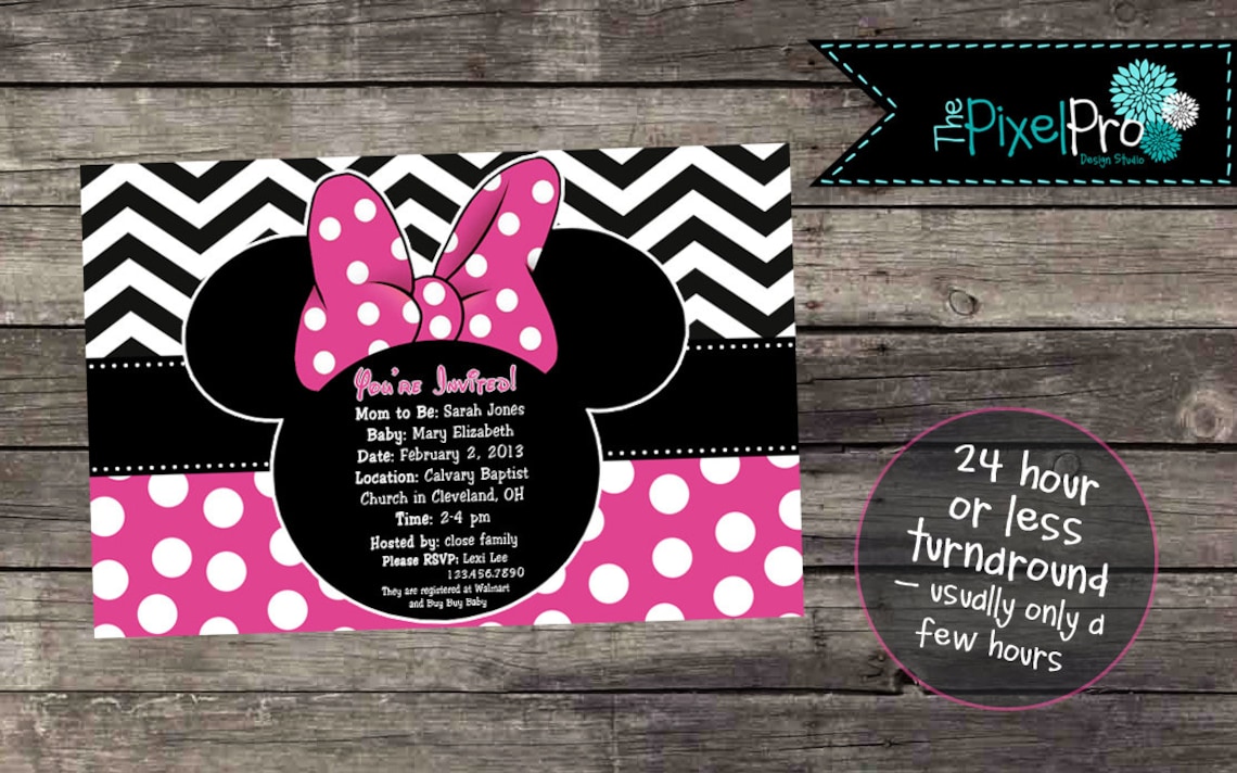 Minnie Mouse Baby Shower Invitation Minnie Mouse Invitation - Etsy