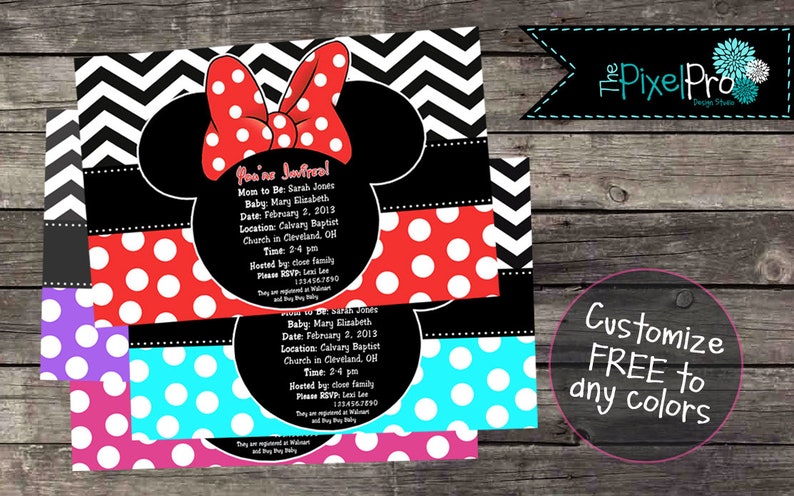 Minnie Mouse Baby Shower Invitation Minnie Mouse Invitation - Etsy