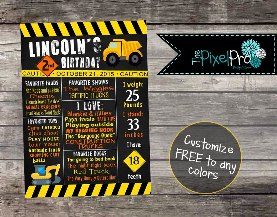 Construction Birthday Poster boy Construction birthday | Etsy