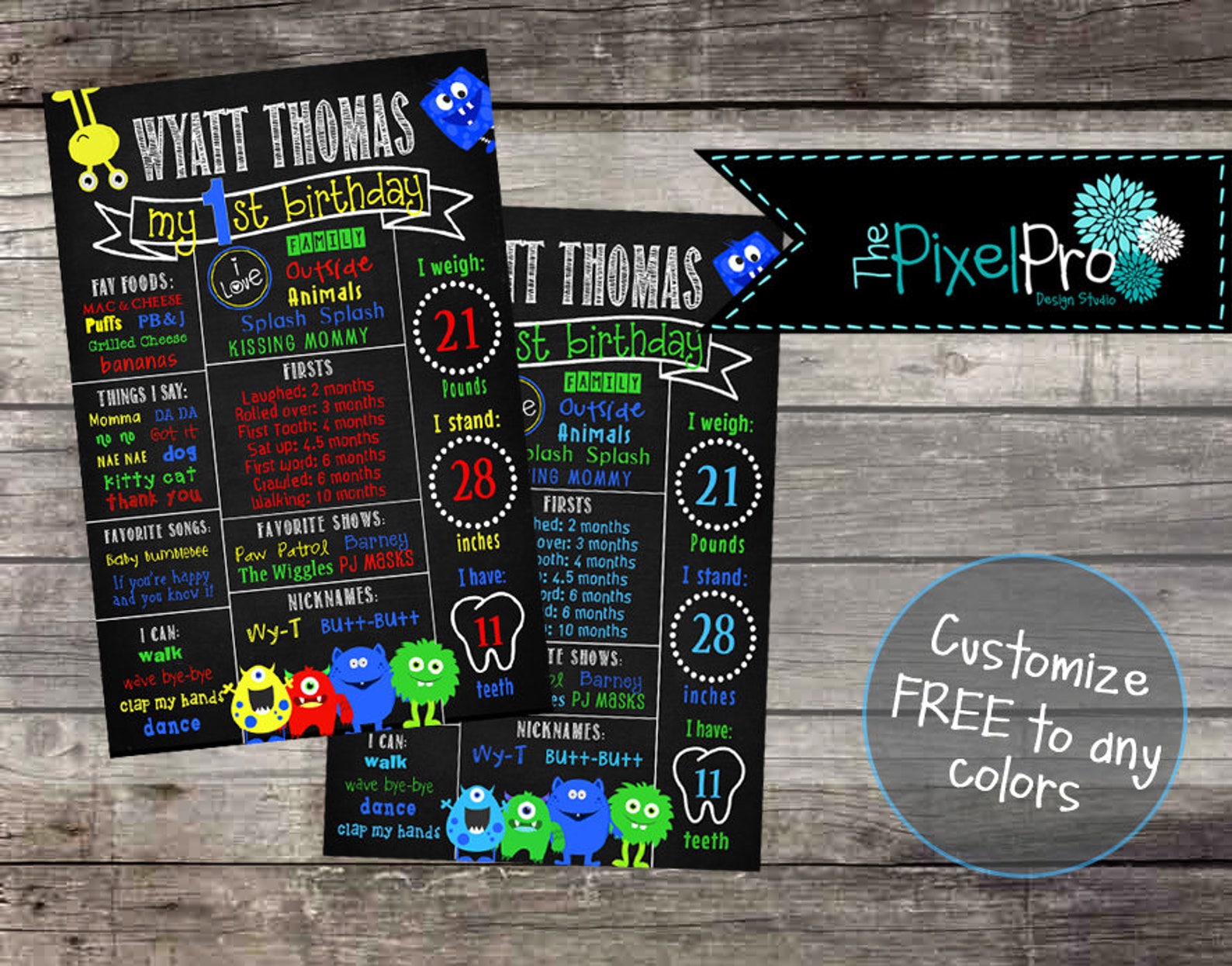 Monster Birthday Poster Boy Monster Birthday Banner Birthday - Etsy