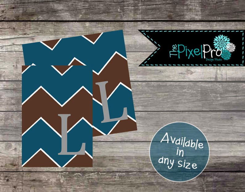 Chevron Home Decor With Monogram Print for House or Bedroom - Etsy