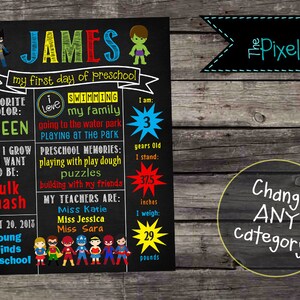 Super Hero First Day of School Sign, Super Hero Back to School Poster ...