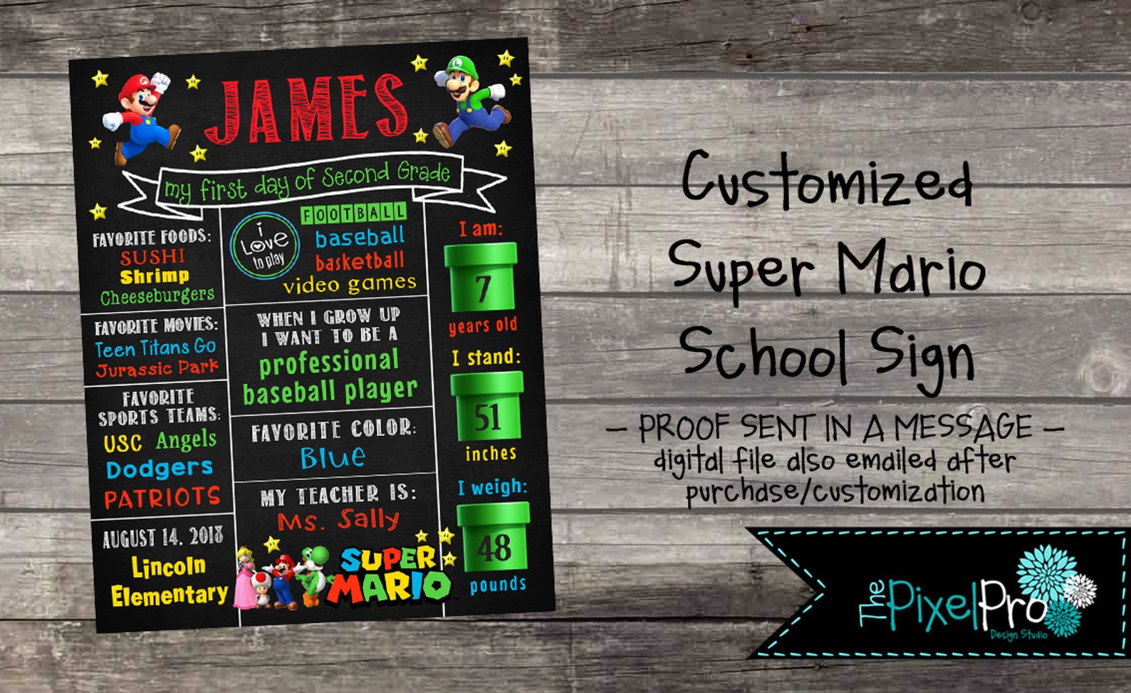 Super Mario First Day of School Sign Super Mario Back to - Etsy