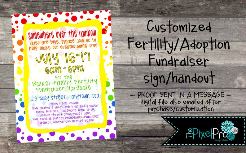 Rainbow Fertility Fundraiser Poster, Adoption Fundraiser Poster ...