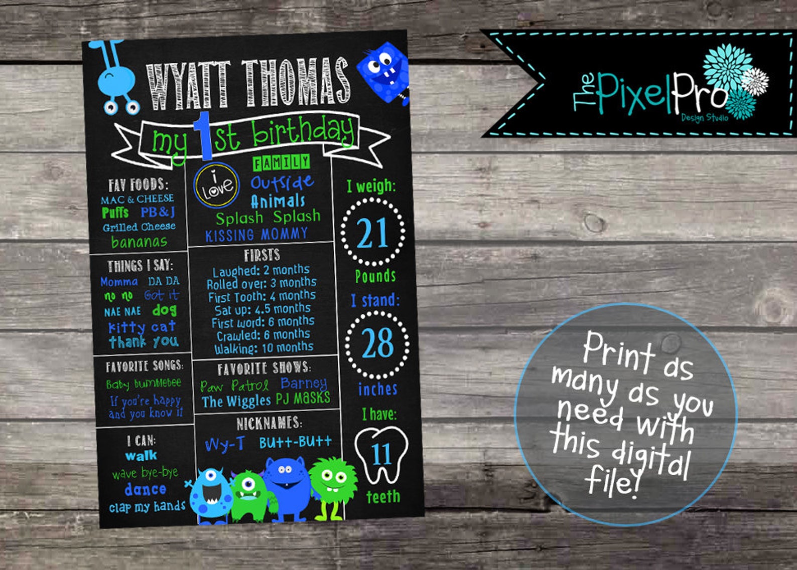 Monster Birthday Poster Boy Monster Birthday Banner Birthday - Etsy