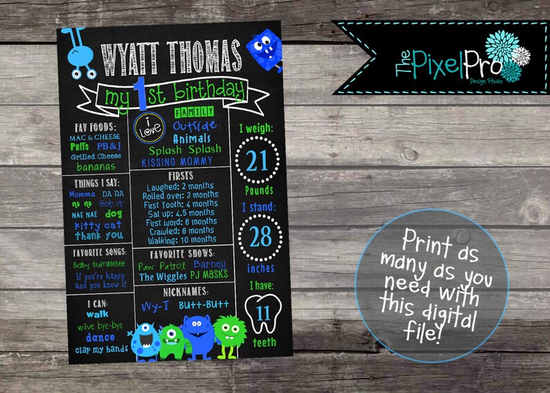 Monster Birthday Poster Boy Monster Birthday Banner Birthday - Etsy