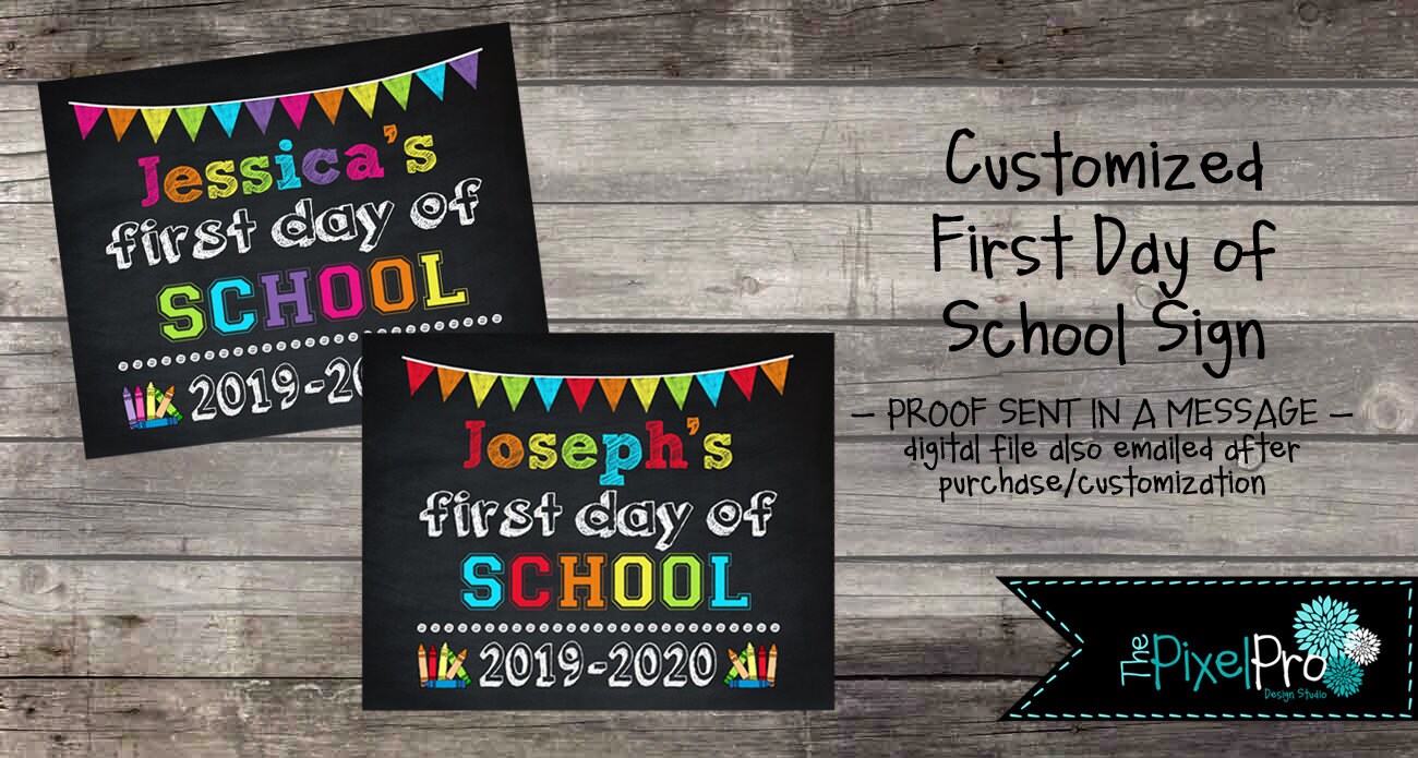 Back to School Chalkboard Printable for First Day First Day - Etsy