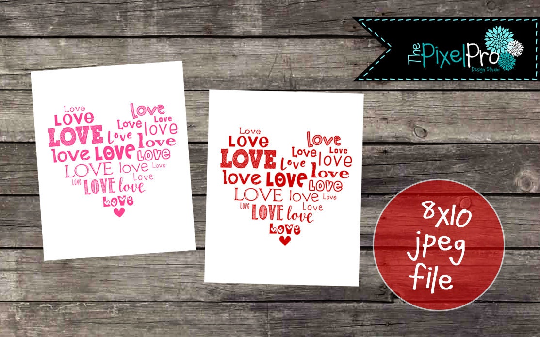Valentine's Day Subway Art Printable Love Heart - Etsy